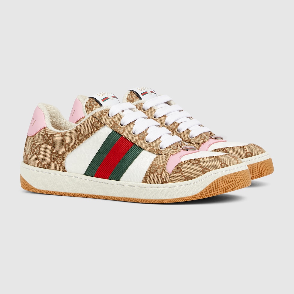 Women's Screener trainer in beige and dark brown Original GG canvas ...