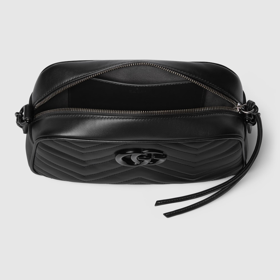 Sac pour appareil photo GG Marmont petit format en cuir noir | GUCCI® FR
