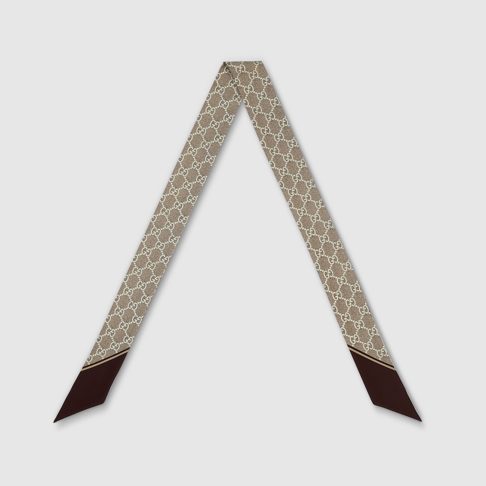Printed silk neck bow in brown | GUCCI® Australia