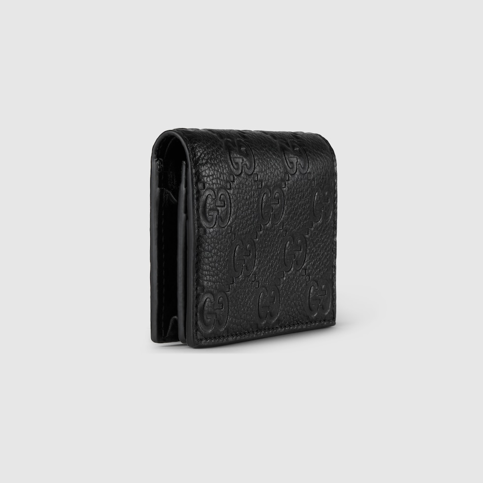 GG Emblem mini wallet in black leather | GUCCI® AE