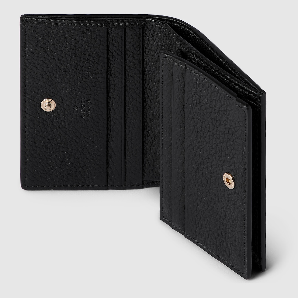 GG Emblem small wallet in black leather | GUCCI® UK