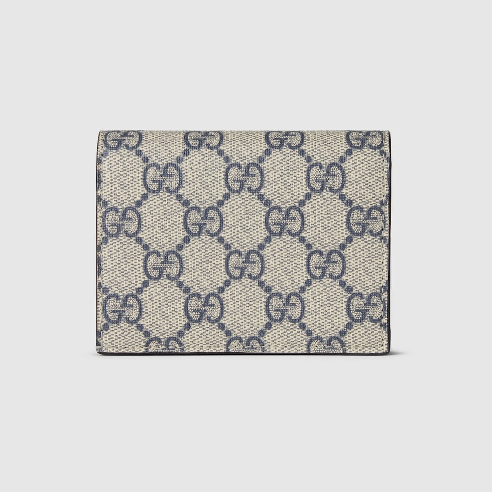 Bi-color GG Marmont small wallet in beige and blue Supreme | GUCCI ...