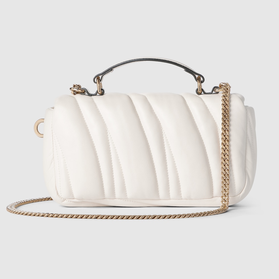 GG Milano mini top handle bag in white leather | GUCCI® 香港