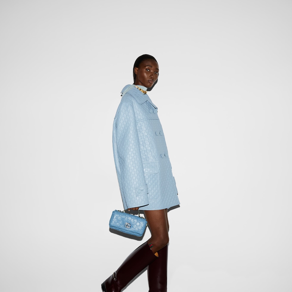 GG Milano small top handle bag in blue GG leather | GUCCI® CA