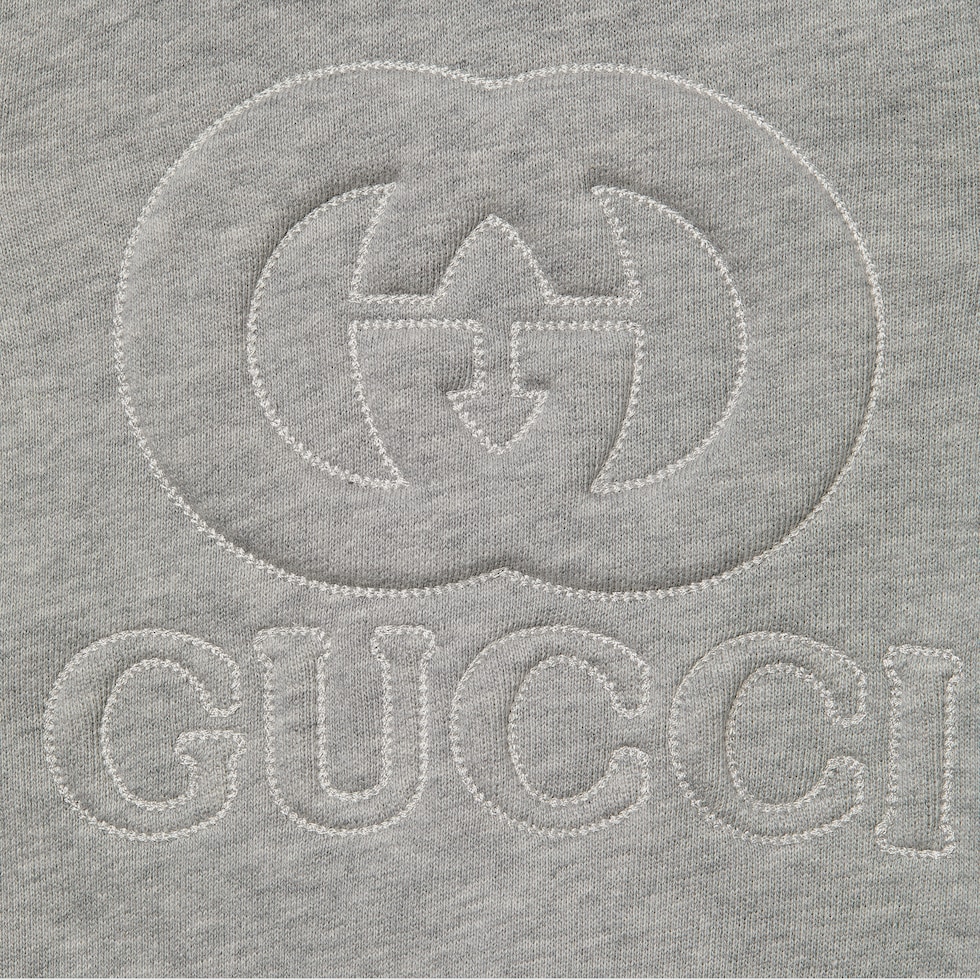 Baby embroidered one-piece in light grey | GUCCI® US