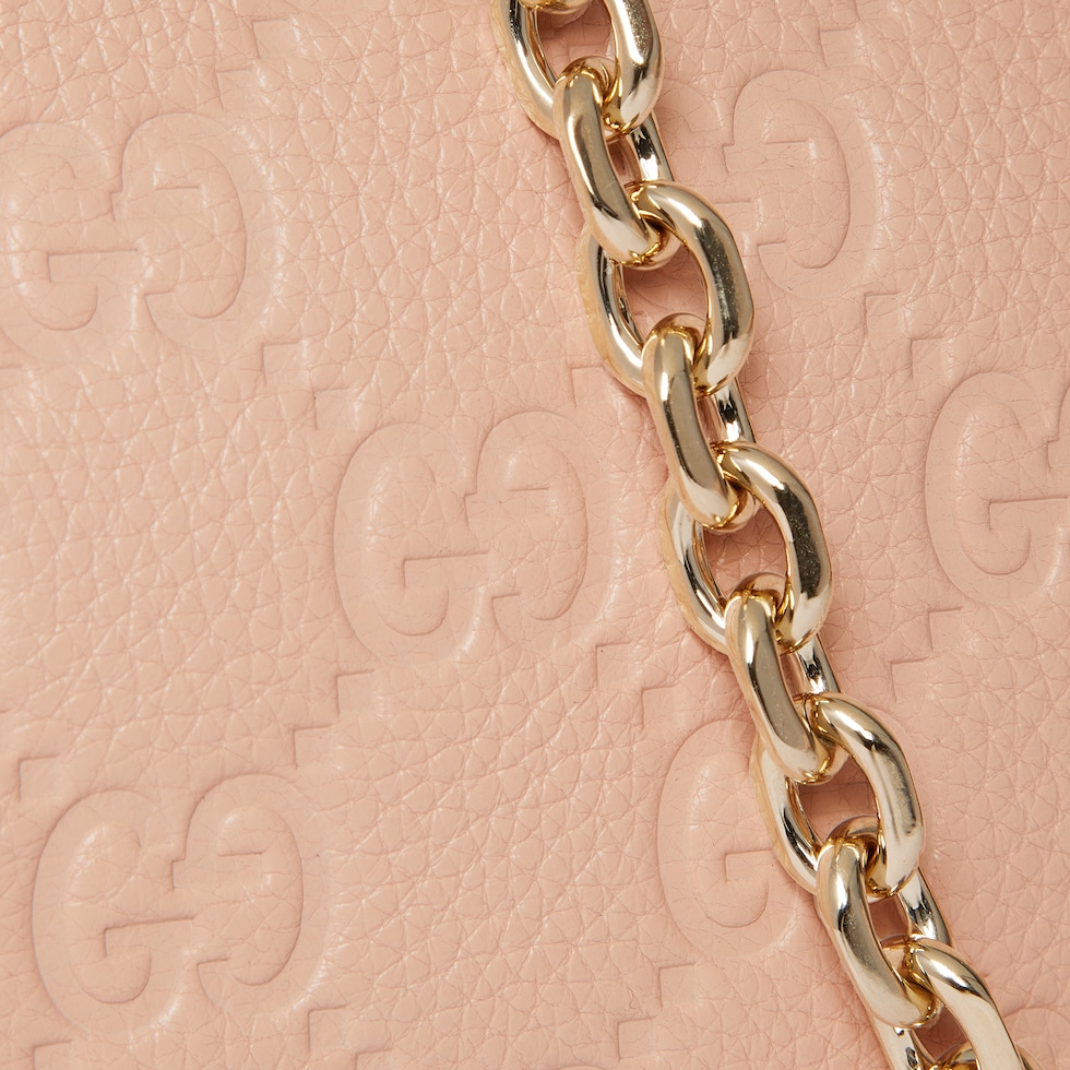 GG Emblem super mini bag in light pink leather | GUCCI® AE