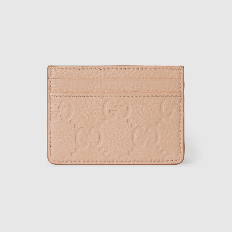 GG Emblem card case in light pink leather | GUCCI® CA