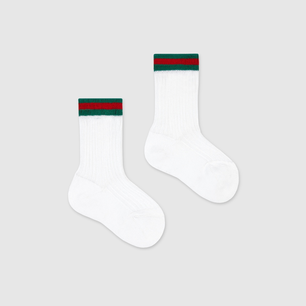 Baby cotton socks with Web in white | GUCCI® US