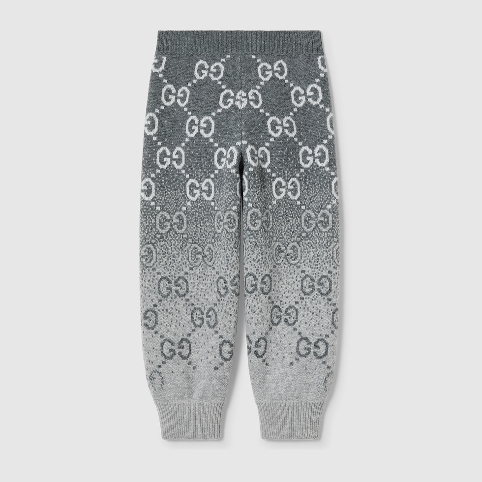 Pantalone bambino in jacquard di lana GG in grigio chiaro e grigio ...