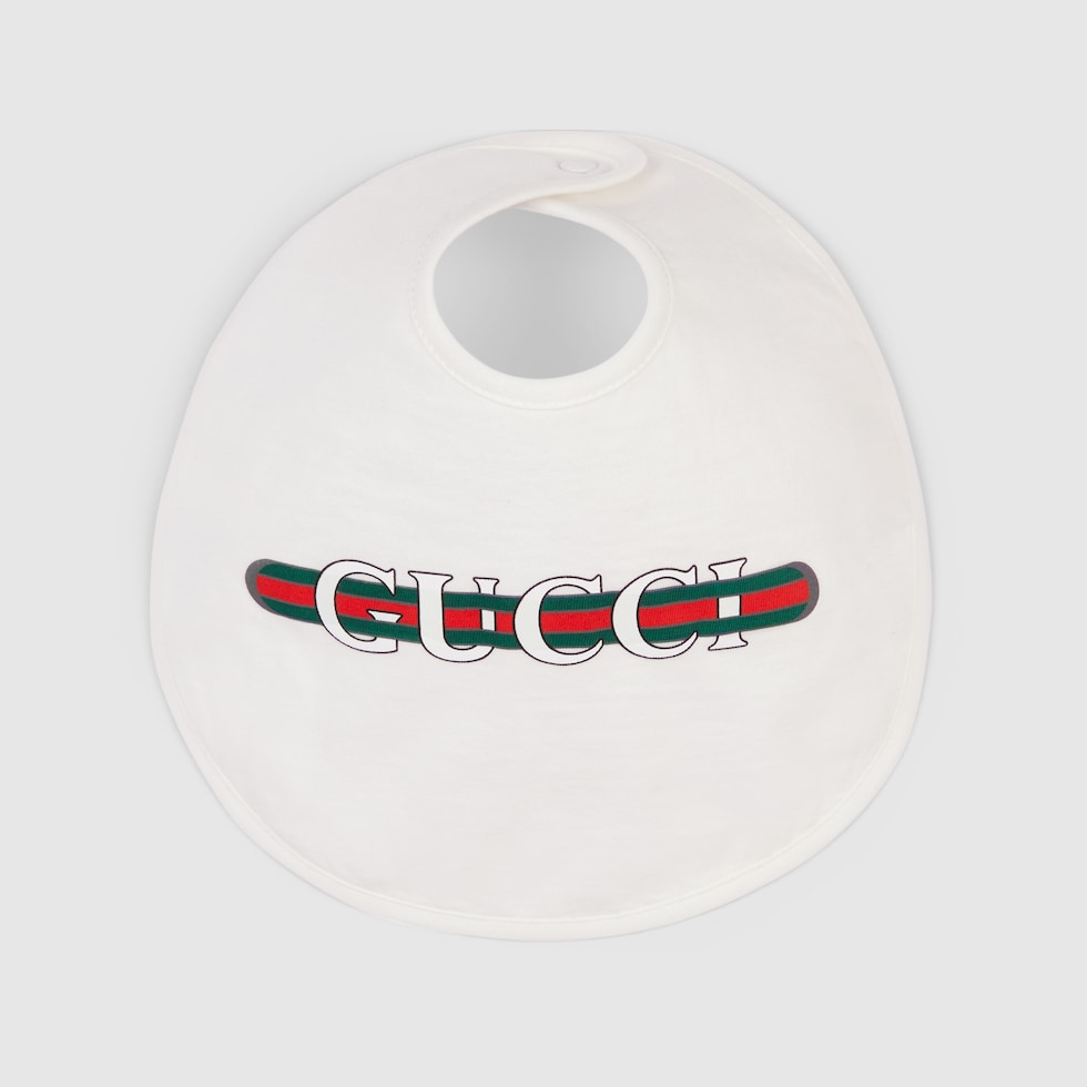 Baby printed cotton bib in white | GUCCI® UK