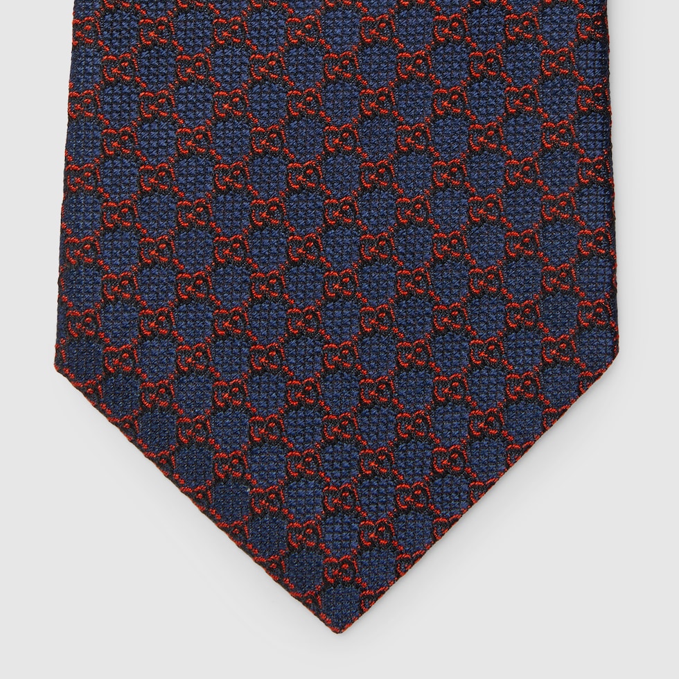 GG silk jacquard tie in blue and red | GUCCI® IT