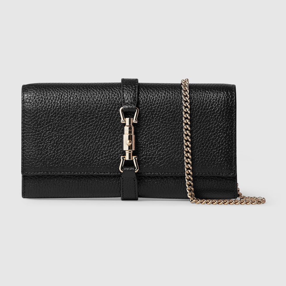 Gucci Jackie 1961 wallet on chain in black leather | GUCCI® US