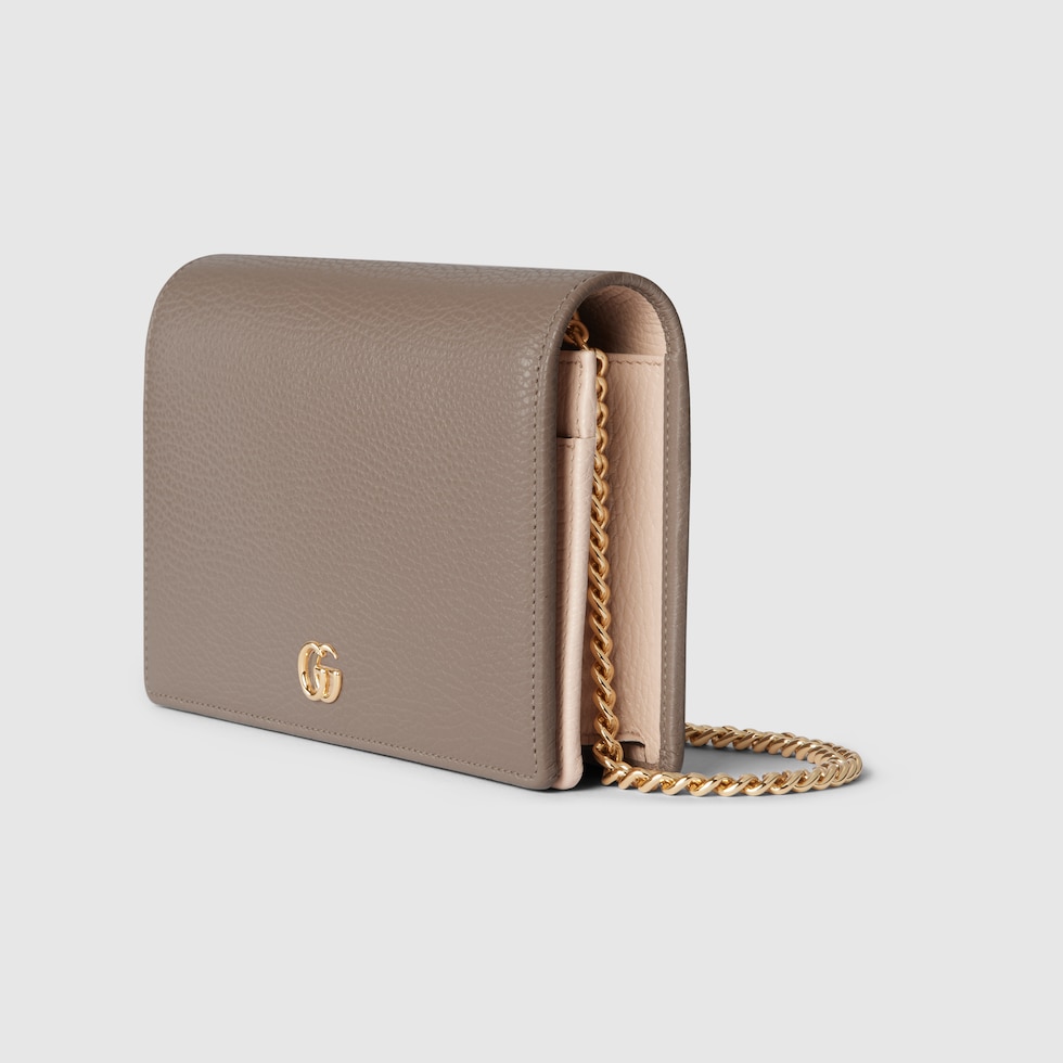 Portafoglio GG Marmont con catena in pelle tortora | GUCCI® CH