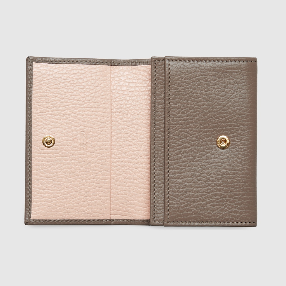 Bi-color GG Marmont card case in taupe leather | GUCCI® US