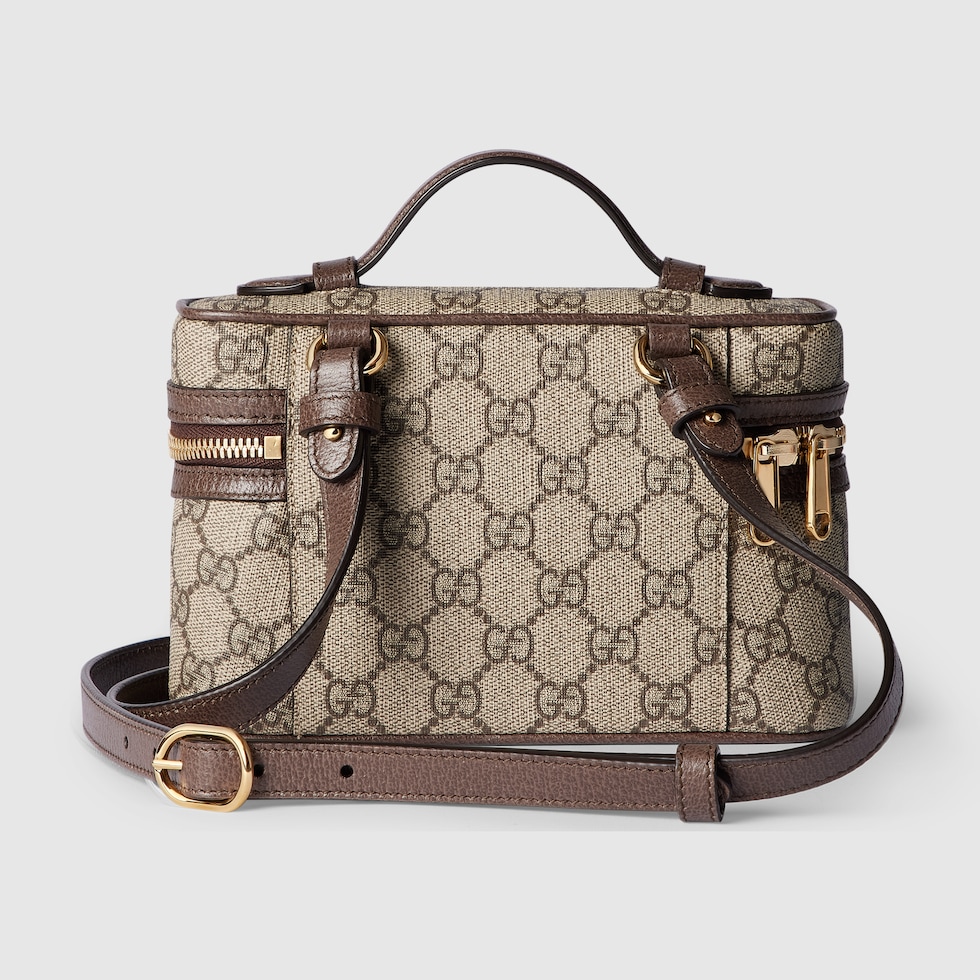 Ophidia small vanity bag in beige and dark brown Supreme | GUCCI® PT
