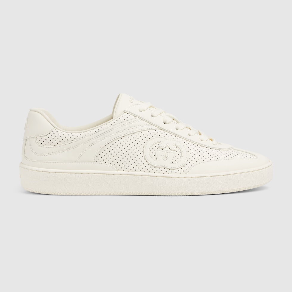 Men's Interlocking G trainer in white leather | GUCCI® UK