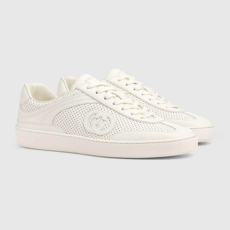 Men's G75 trainer in white leather | GUCCI® UK