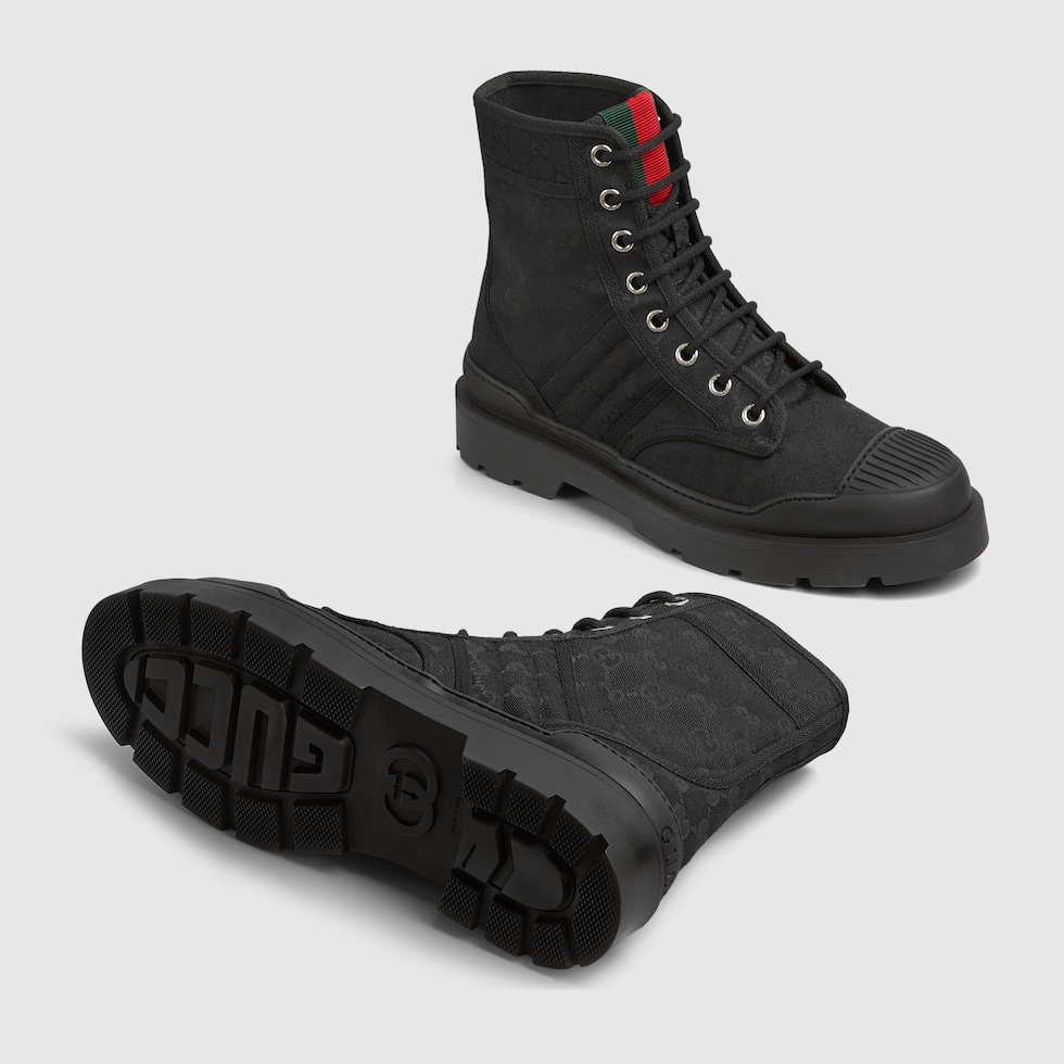 Men's Web boot in black GG canvas | GUCCI® US