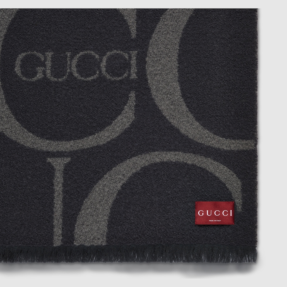 Gucci wool bouclé blanket in grey and light grey | GUCCI® US