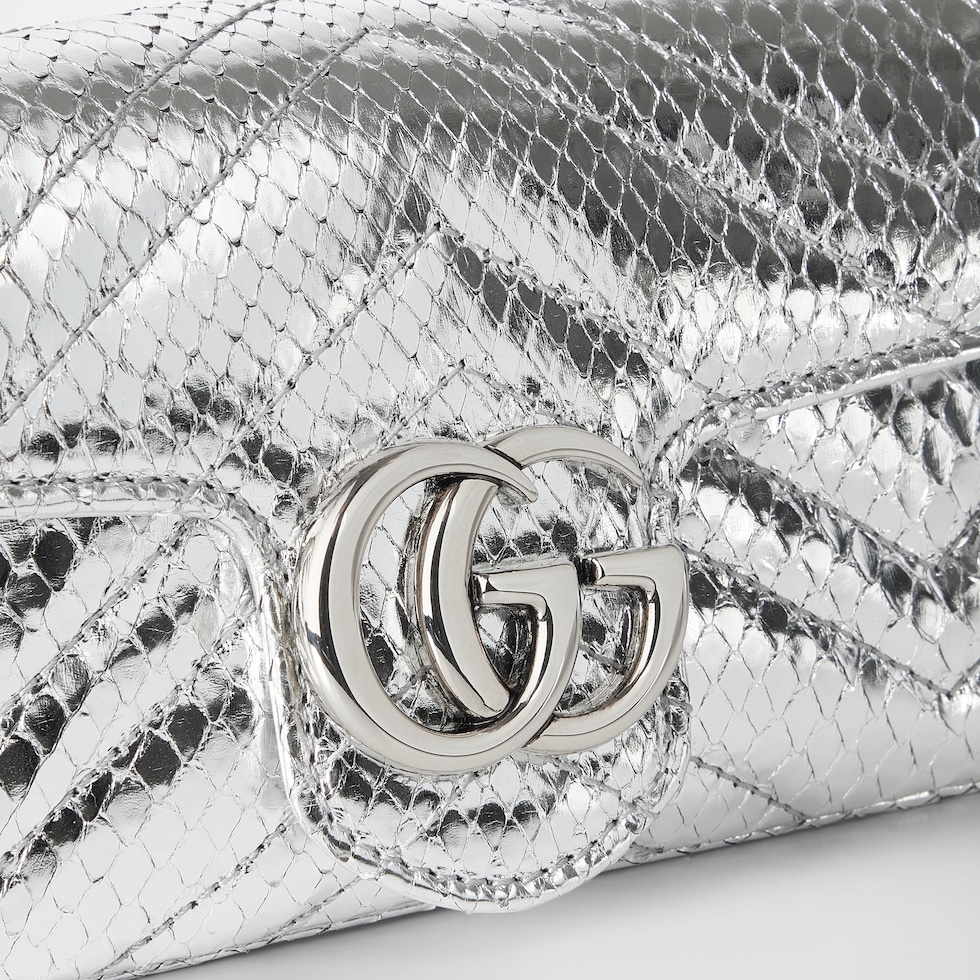 GG Marmont python mini bag in silver | GUCCI® CA