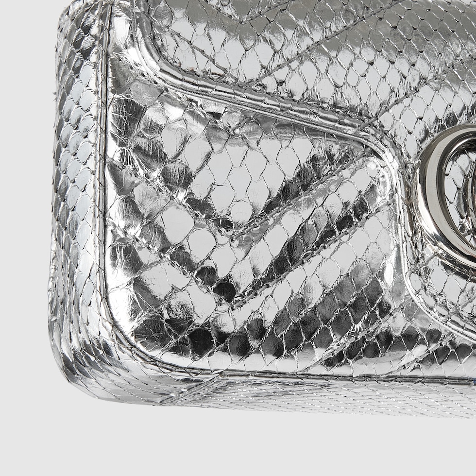 GG Marmont python mini bag in silver | GUCCI® US