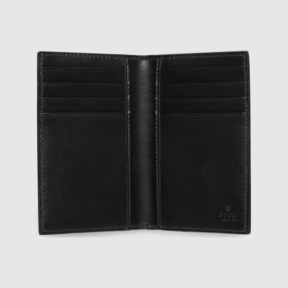 Maxi GG card case in dark grey and black leather | GUCCI® TH