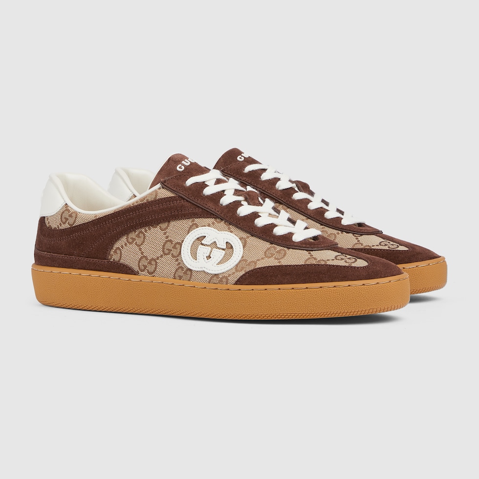 Men's trainer with Interlocking G in dark brown suede | GUCCI® UK