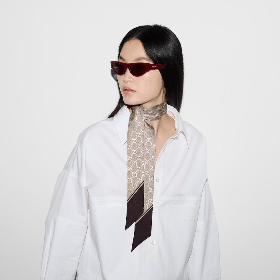 Nastro in seta stampata in marrone | GUCCI® IT