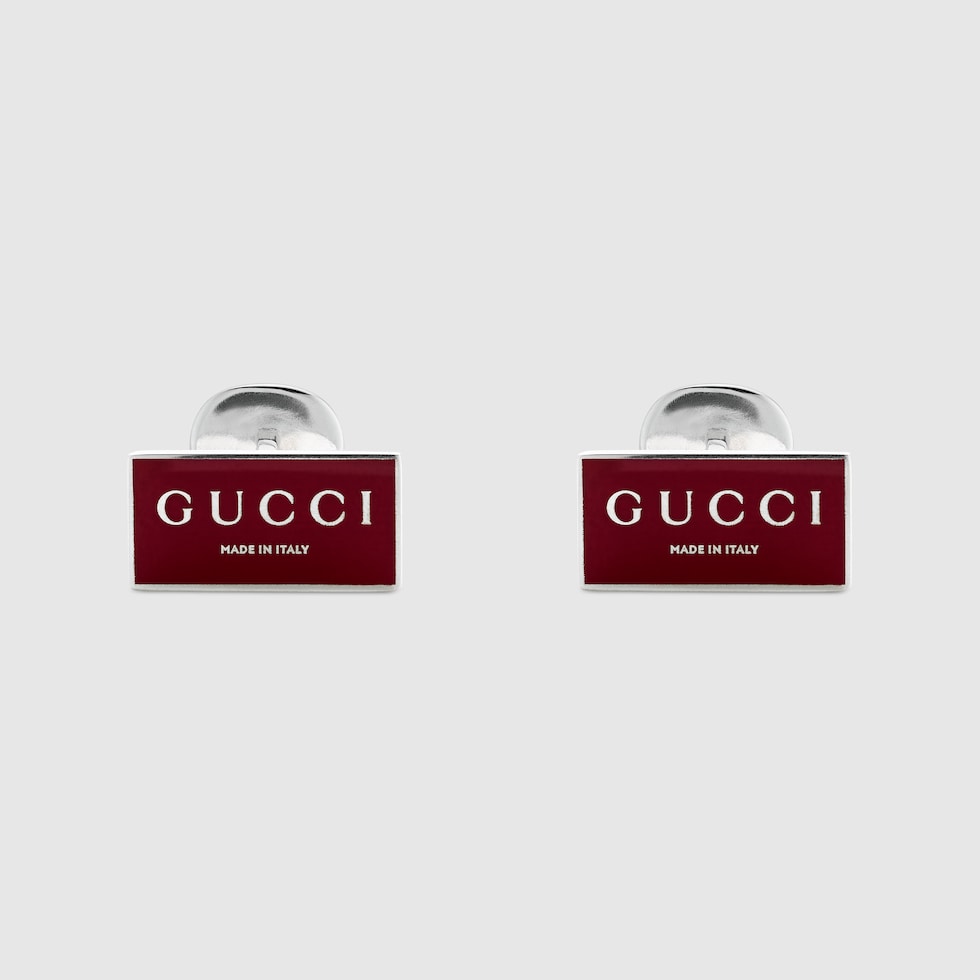 Trademark enamel cufflinks in 925 sterling silver | GUCCI® US
