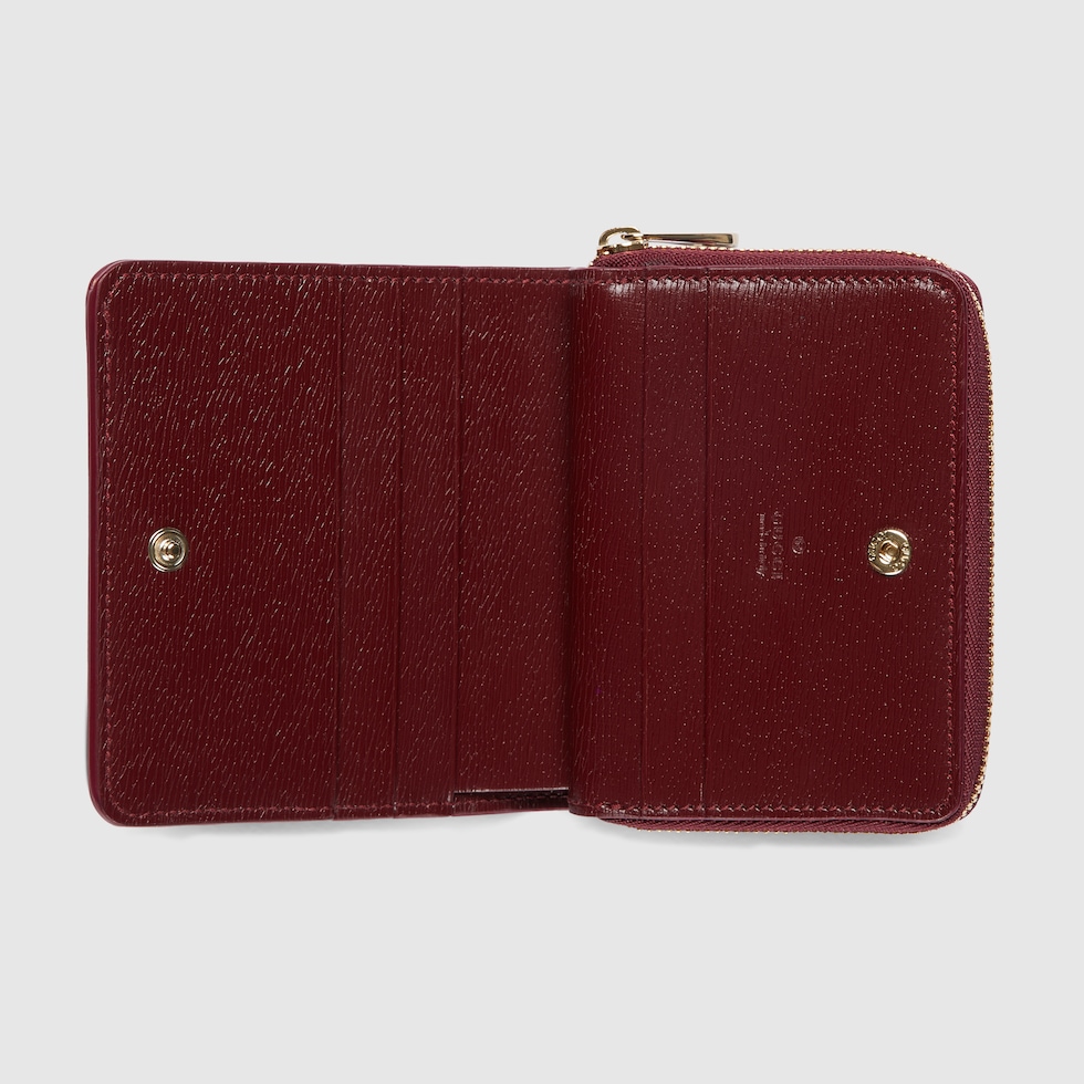 Mini zip wallet with Gucci script in Rosso Ancora red leather | GUCCI® US
