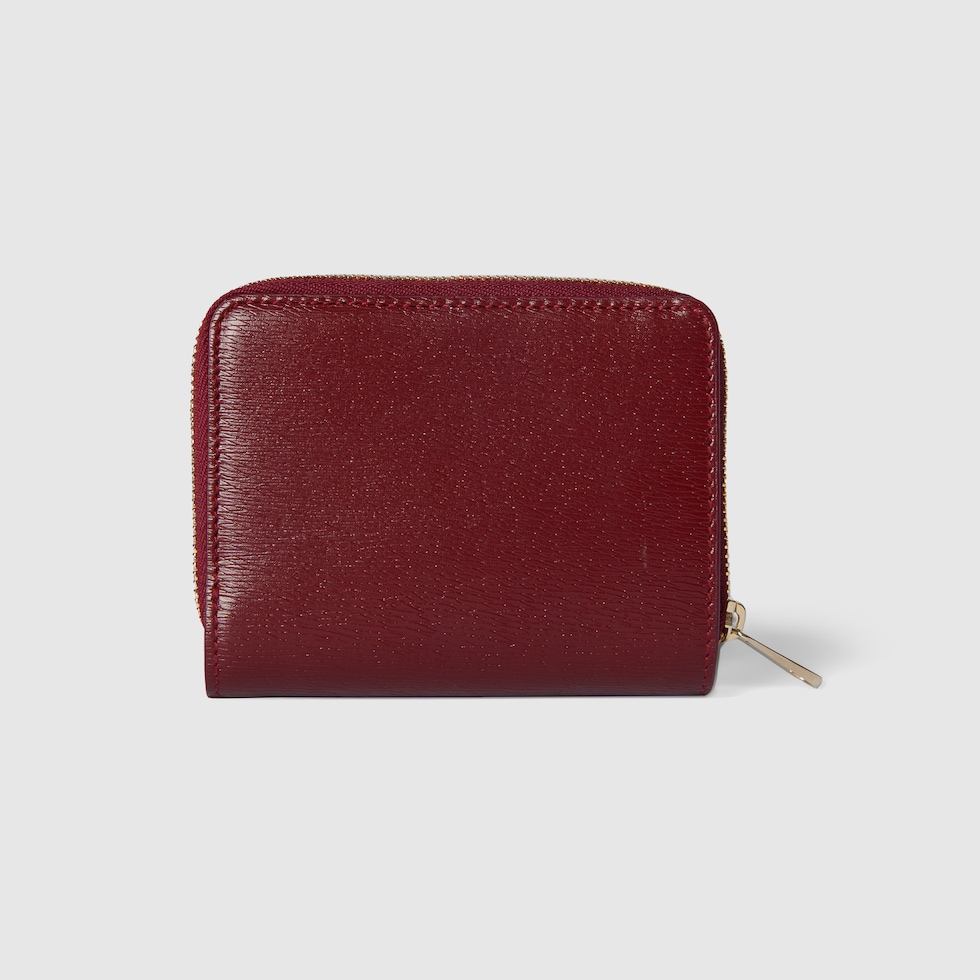 Mini zip wallet with Gucci script in Rosso Ancora red leather | GUCCI® AE