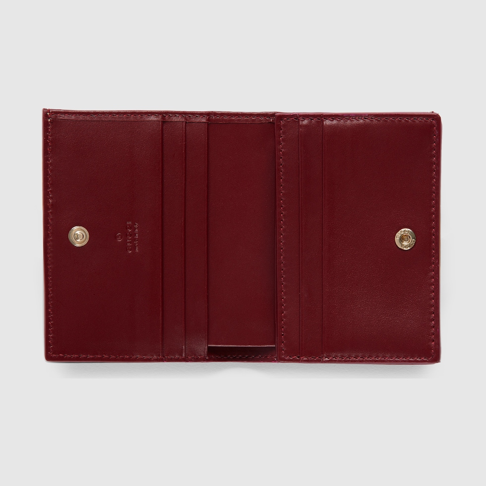 GG mini wallet with owl detail in beige and dark brown fabric | GUCCI® 香港