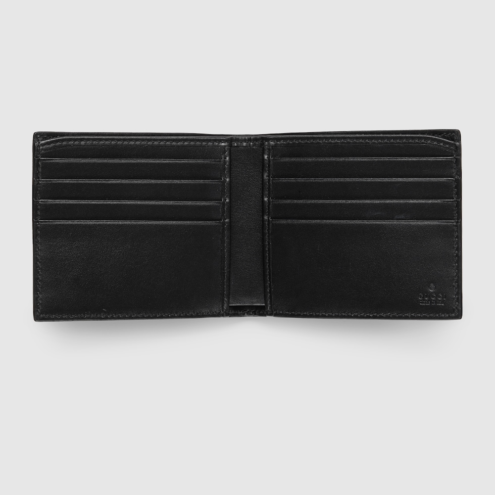 Maxi GG wallet in dark grey and black leather | GUCCI® FI