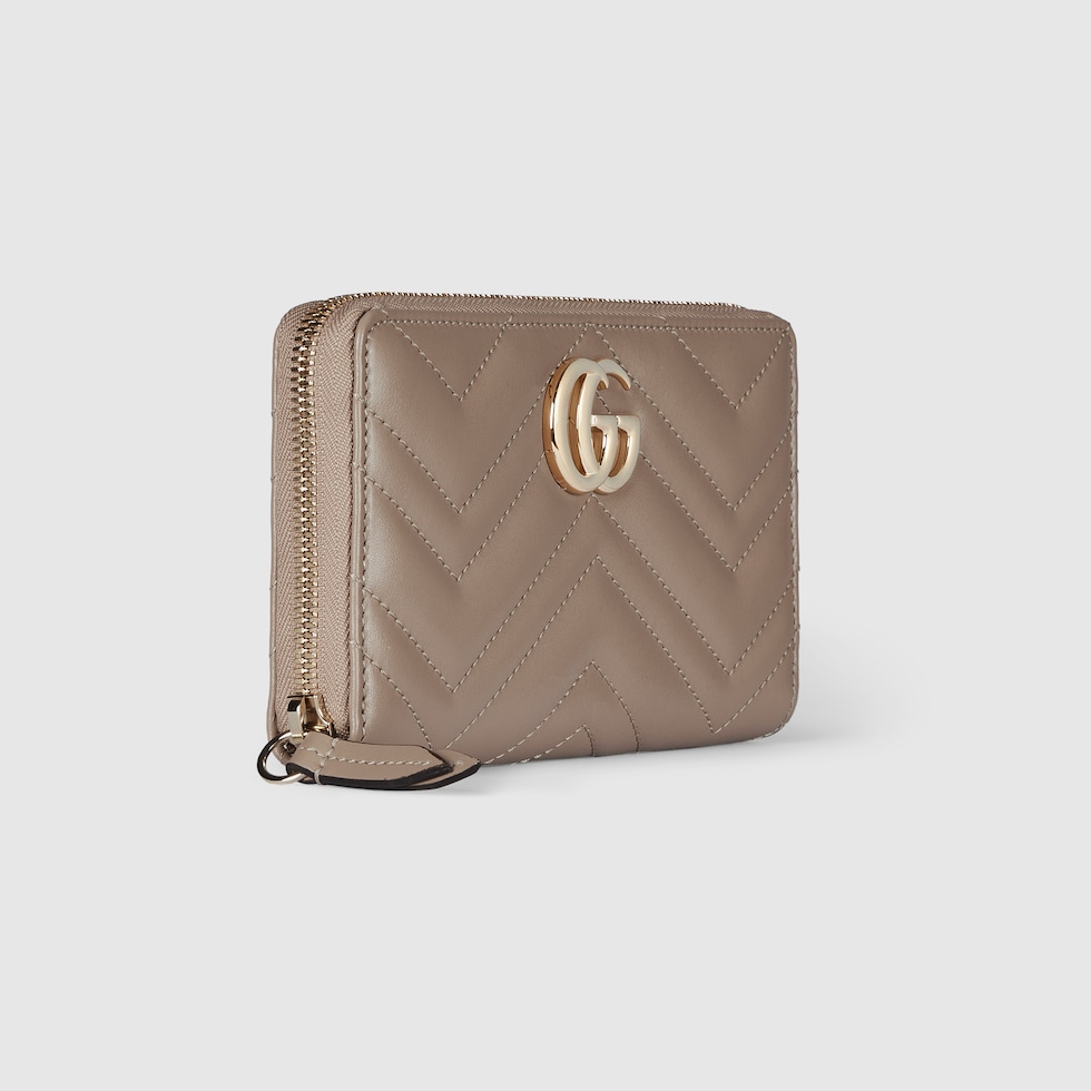GG Marmont zip around wallet in taupe leather | GUCCI® QA