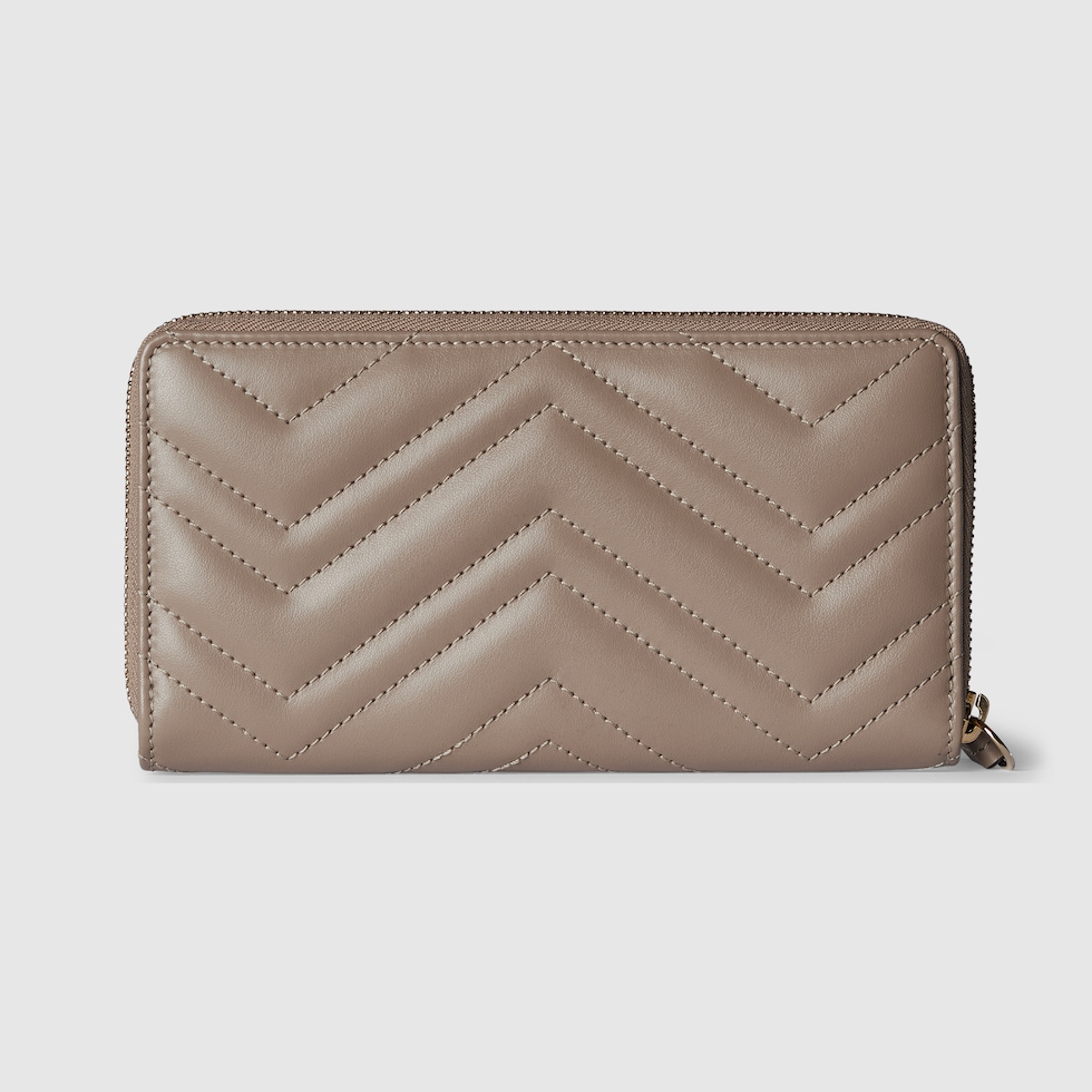 GG Marmont zip around wallet in taupe leather | GUCCI® QA
