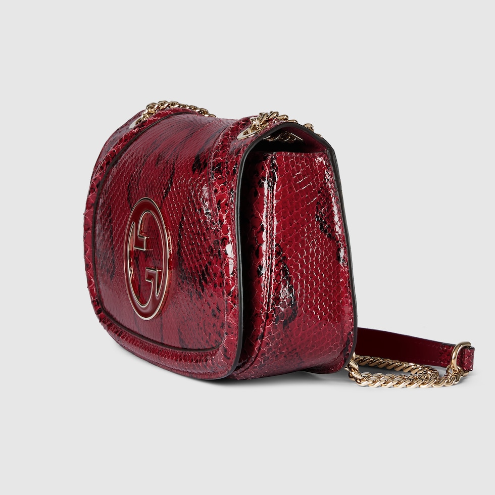 Gucci Blondie small shoulder bag in Rosso Ancora red python | GUCCI® AE