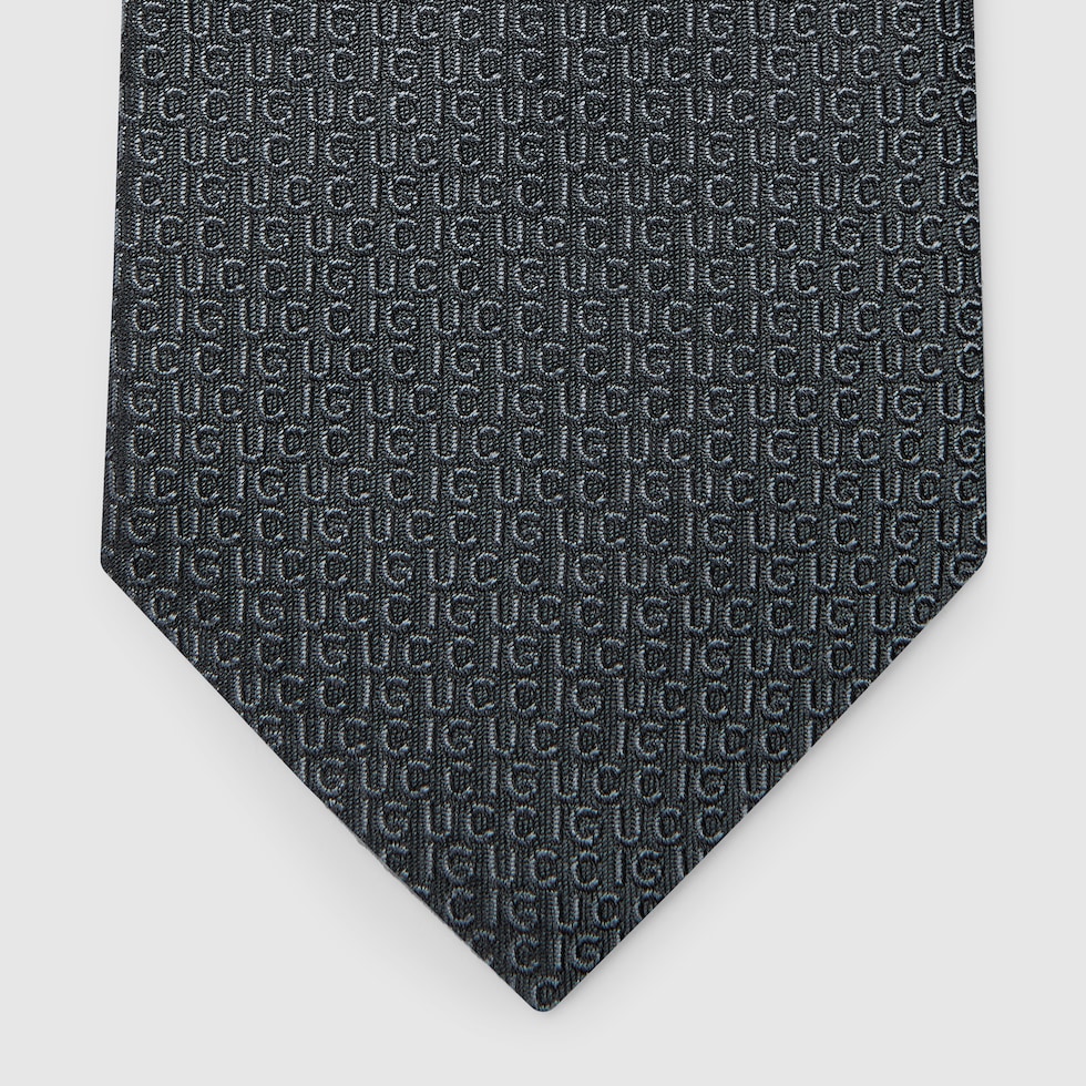 Gucci silk jacquard tie in black and light grey | GUCCI® US