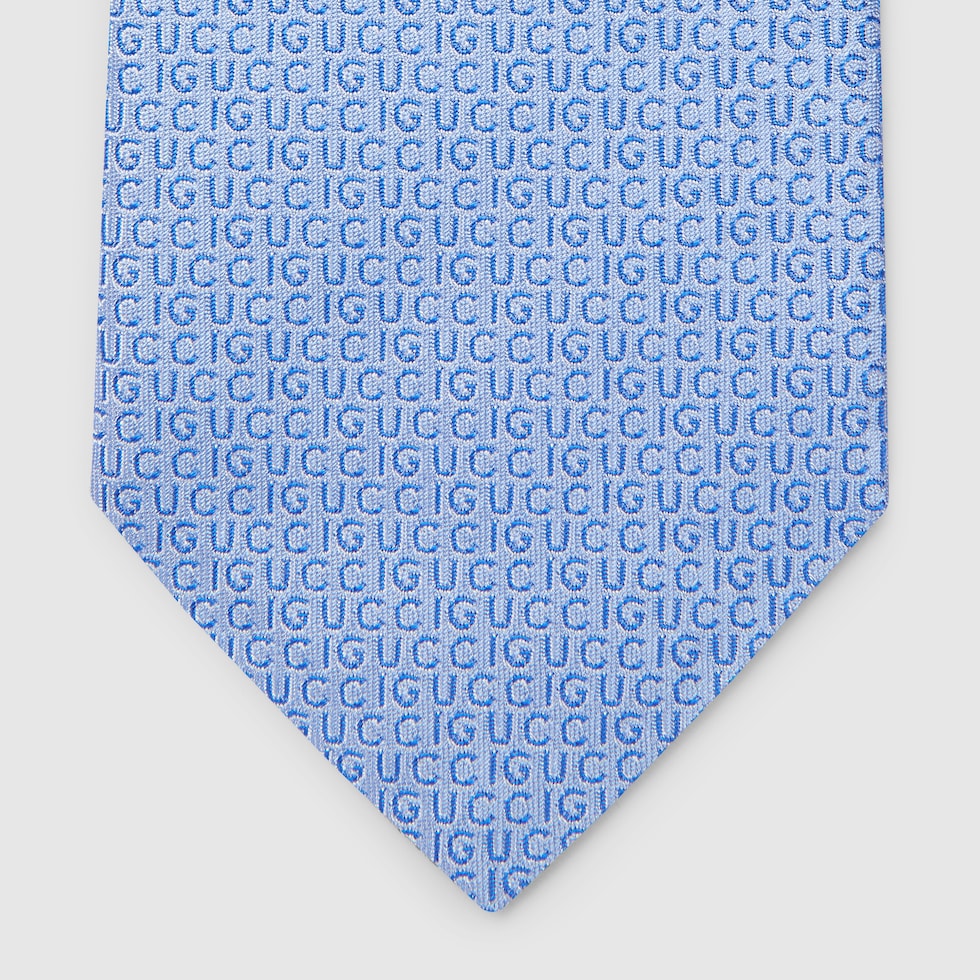 Cravatta in jacquard di seta Gucci in blu e celeste | GUCCI® IT