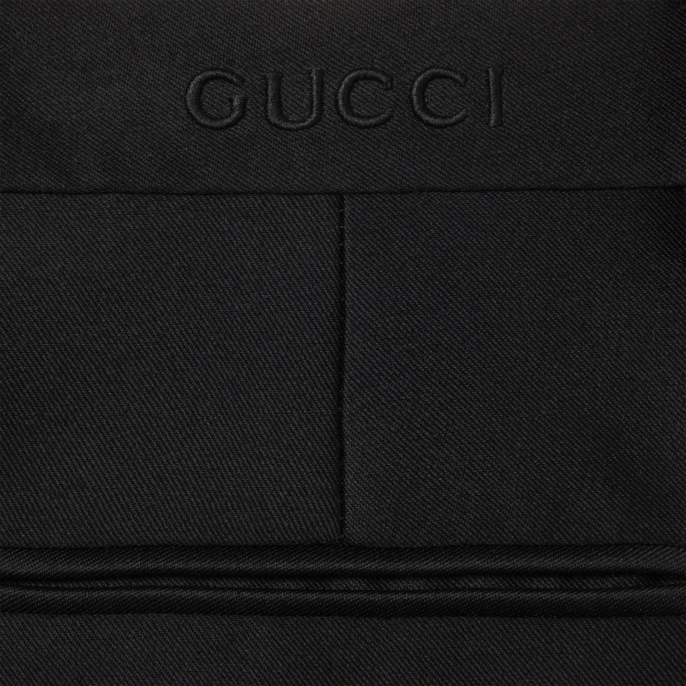 Wool silk gabardine pant with embroidery in black | GUCCI® US