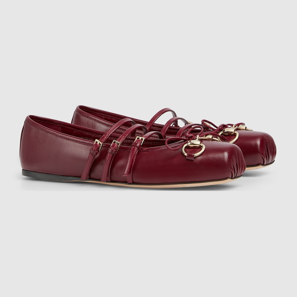 Women's Gucci Horsebit ballet flat in Rosso Ancora leather | GUCCI® UK