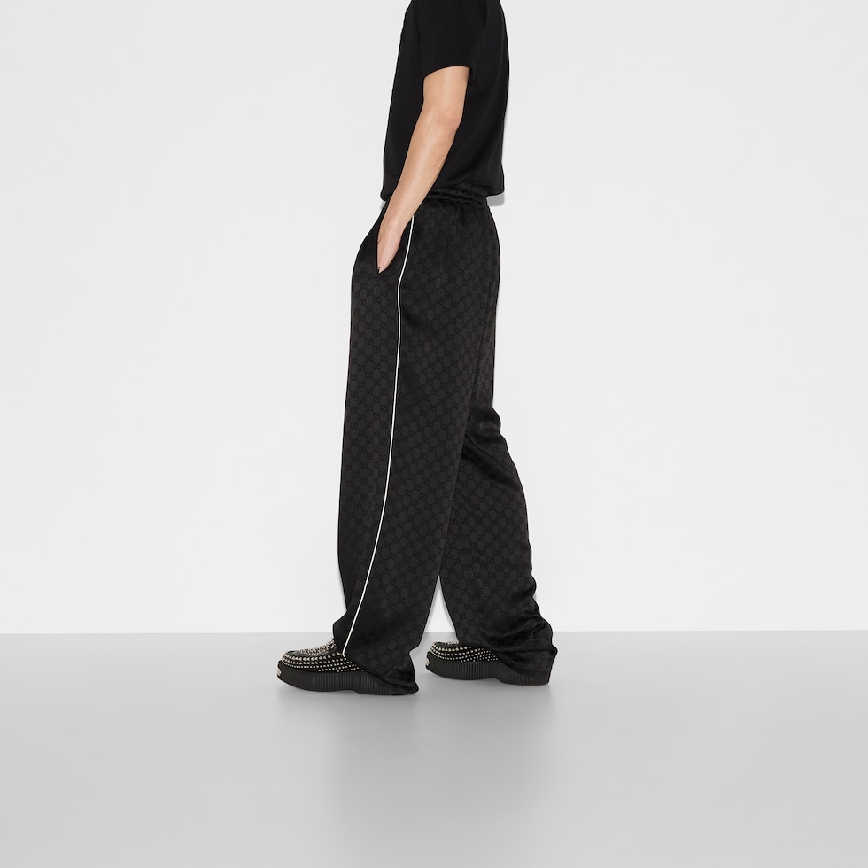 GG satin jogging trouser in black | GUCCI® UK