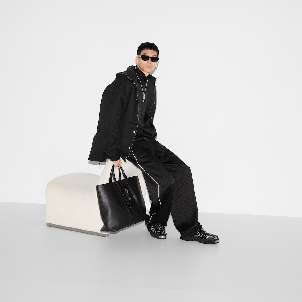 Pantalone da jogging in raso GG in nera | GUCCI® IT