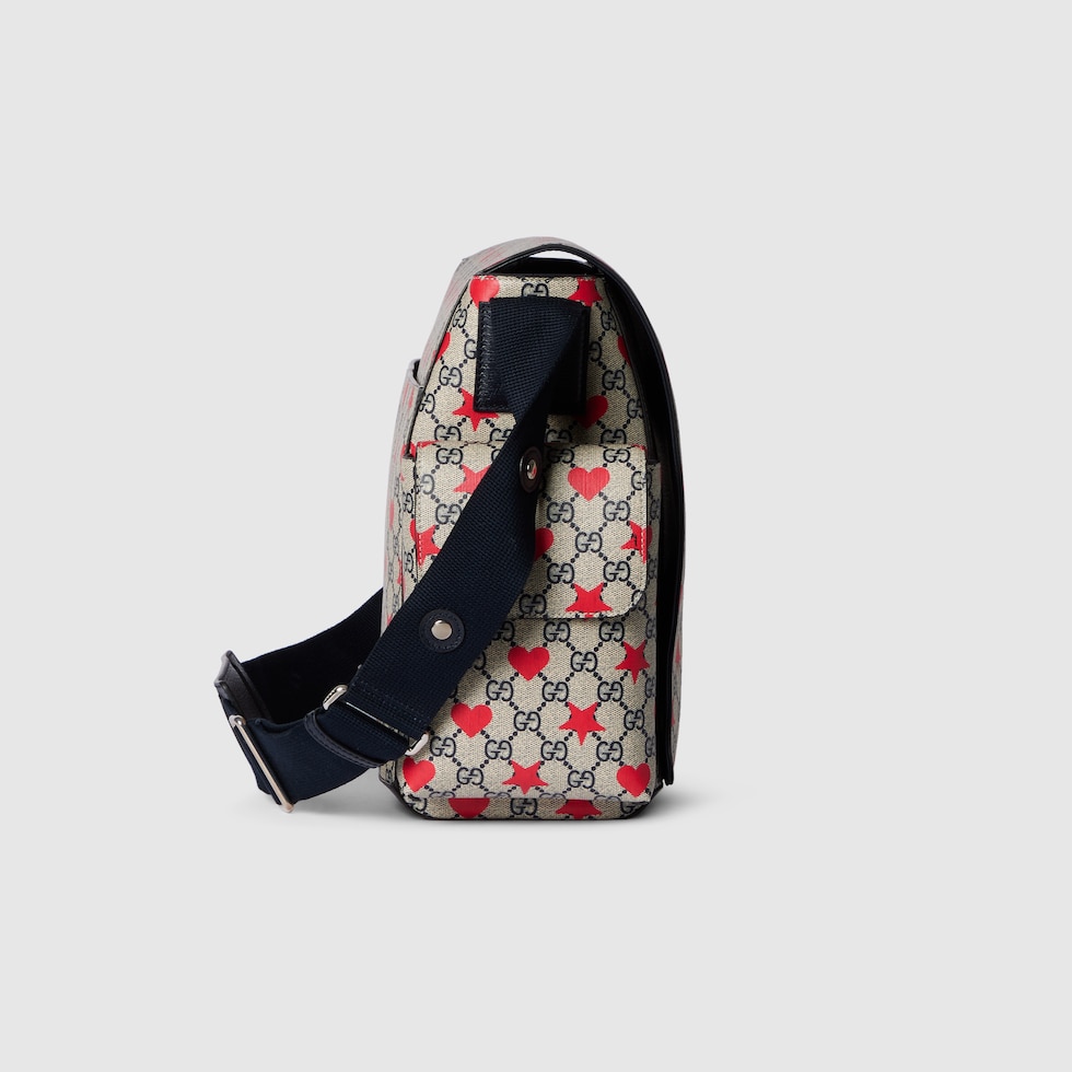 Large changing bag in beige and blue | GUCCI® US