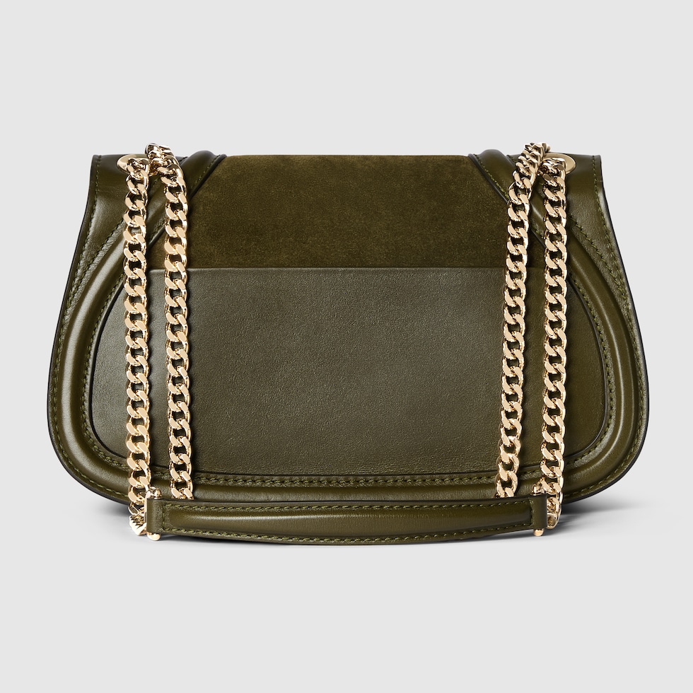 Gucci Blondie medium shoulder bag in dark green suede | GUCCI® US