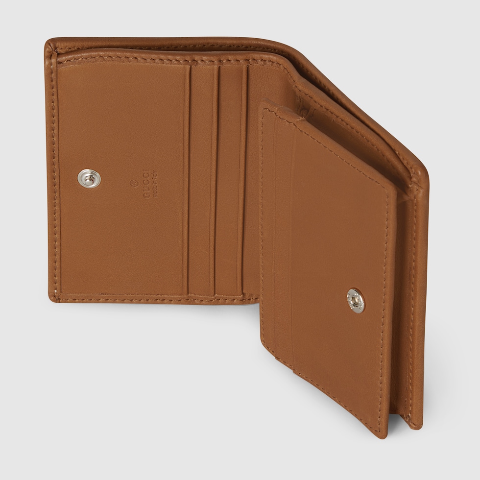 GG Emblem small wallet in blue and ivory denim | GUCCI® SG