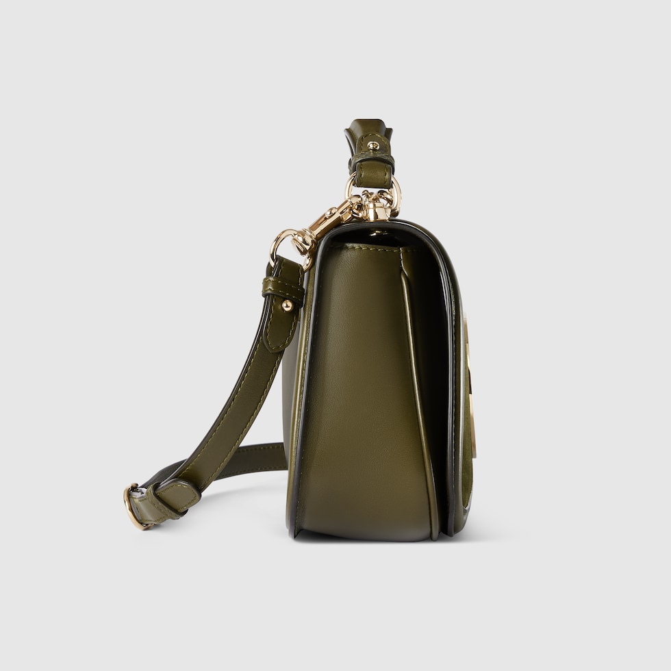 Gucci Blondie large top handle bag in dark green suede | GUCCI® UK