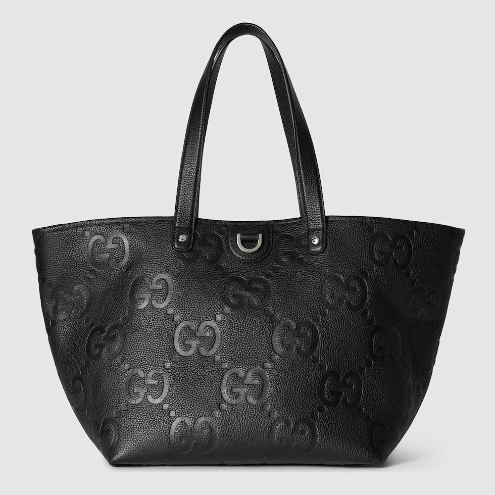 Cabas GG moyen format en cuir noir GG | GUCCI® FR
