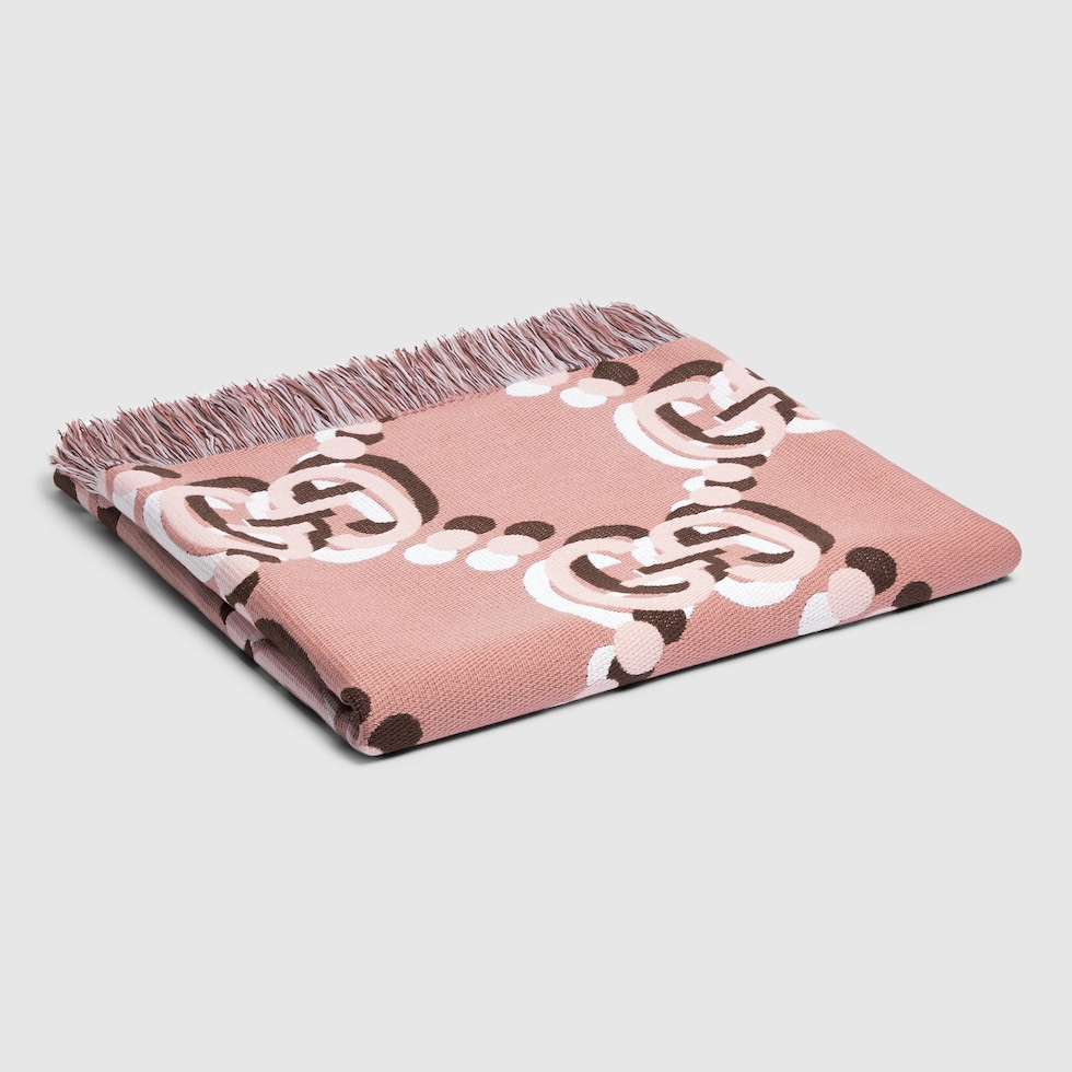 Wool blanket with GG Shadow in pink and brown | GUCCI® US