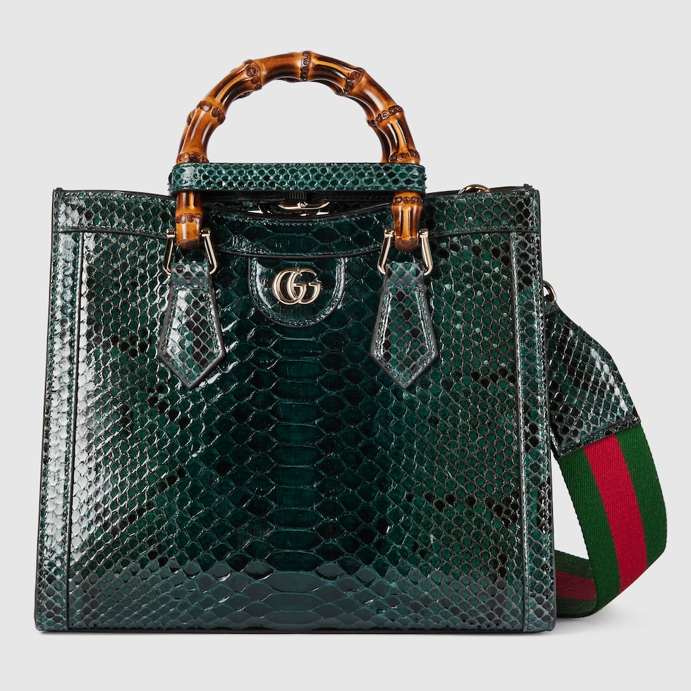 Gucci Diana python medium tote bag in gradient dark green | GUCCI® TR