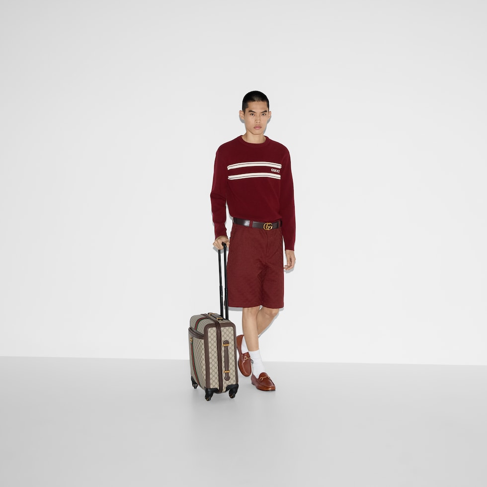 Gucci Savoy cabin plus trolley in beige and ebony GG Supreme | GUCCI® AE